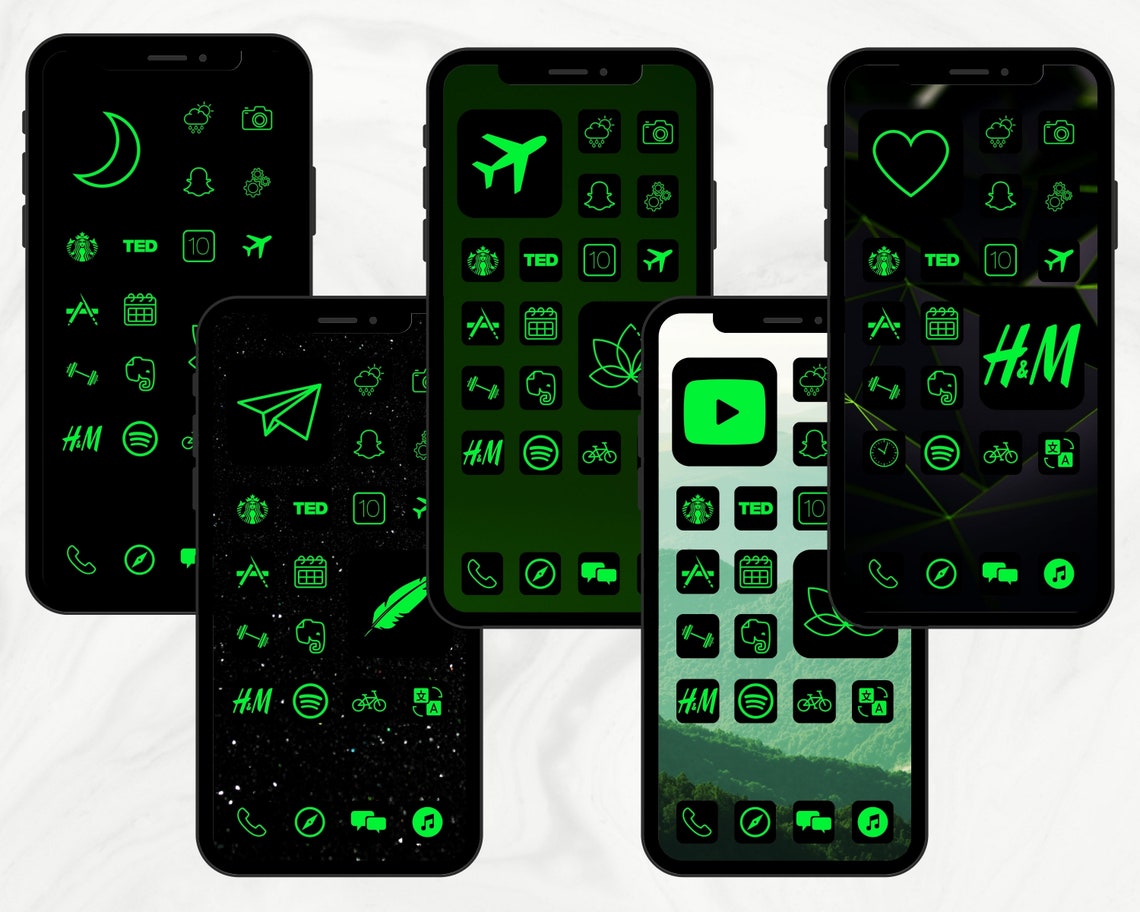 Neon Green App Icons Iphone IOS 14 Theme Ios 14 App Icons - Etsy