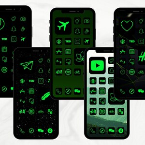 Neon Green App Icons, iPhone IOS 14 Theme, Ios 14 App Icons, Neon App ...