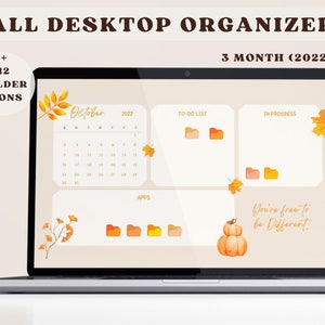 Fall Desktop Wallpaper Organizer Autumn Computer Organizer - Etsy