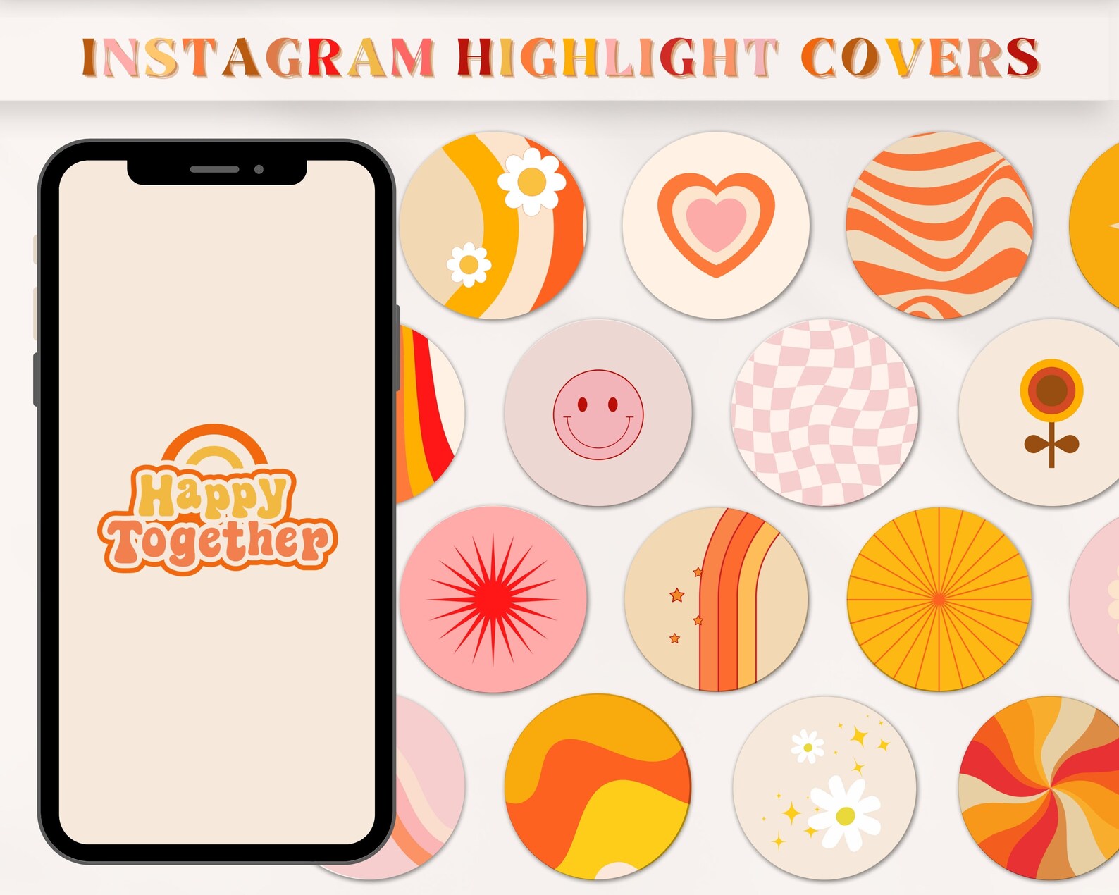 Retro Instagram Highlight Covers, Groovy Covers for Instagram, 90s ...