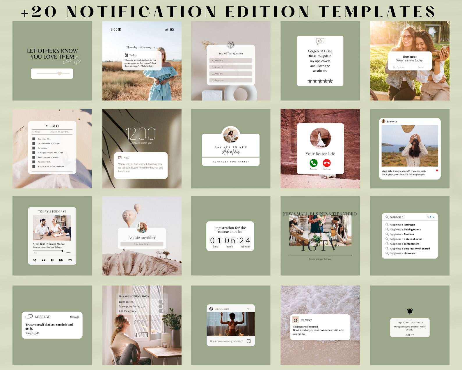 100 Instagram Post Templates Green Templates Instagram - Etsy