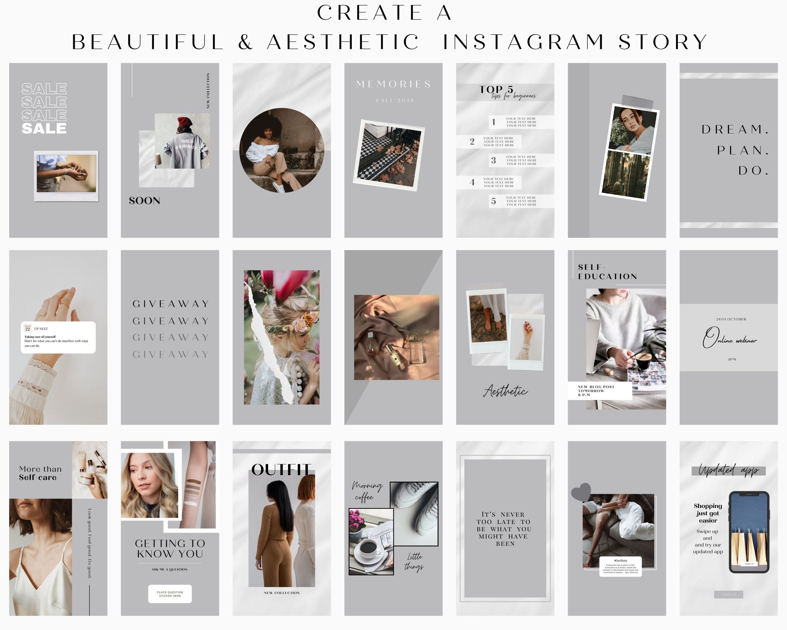 Gray Instagram Story Template, Instagram Feed, Instagram Stories ...