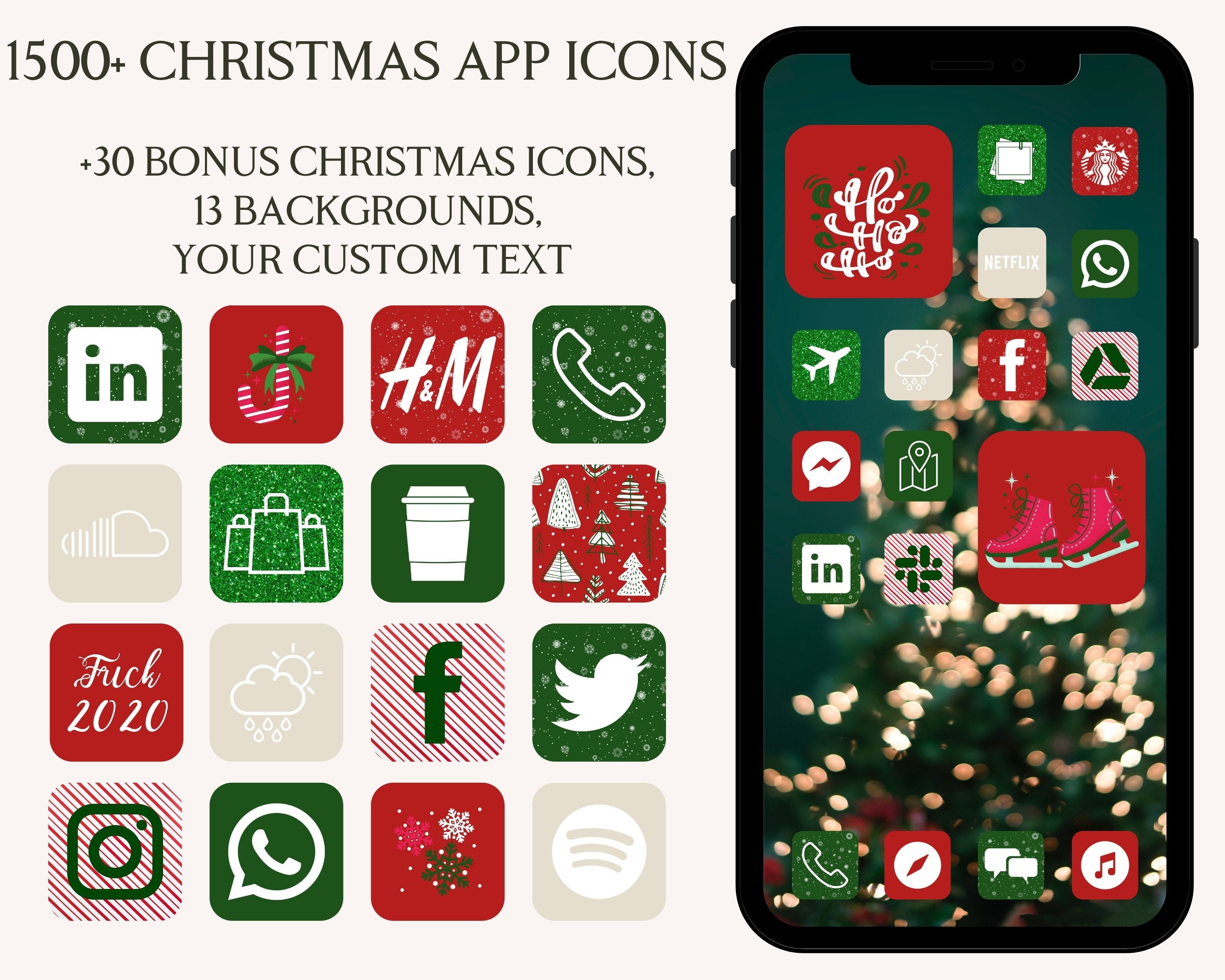 Christmas App Icons iPhone iOS 14 App Icons Christmas | Etsy