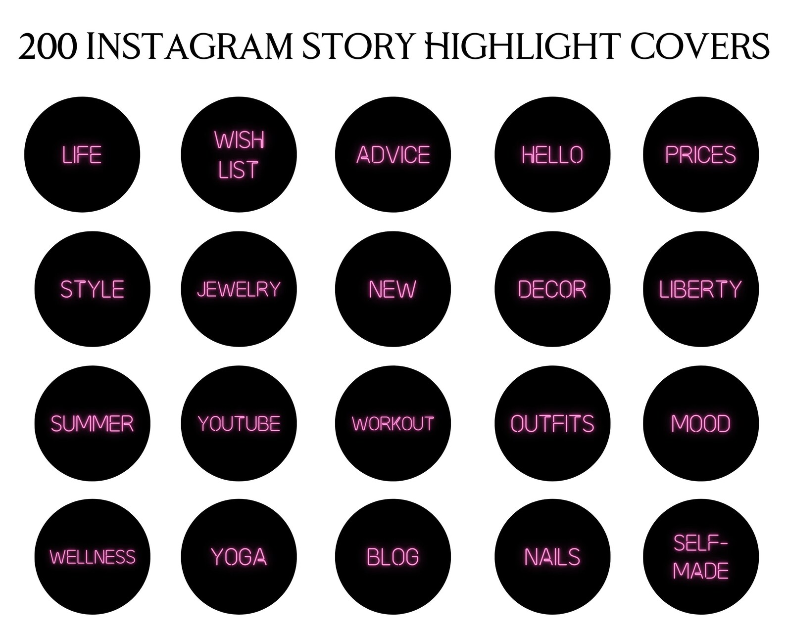 Neon Instagram Story Highlight Covers Text Highlight Icons | Etsy