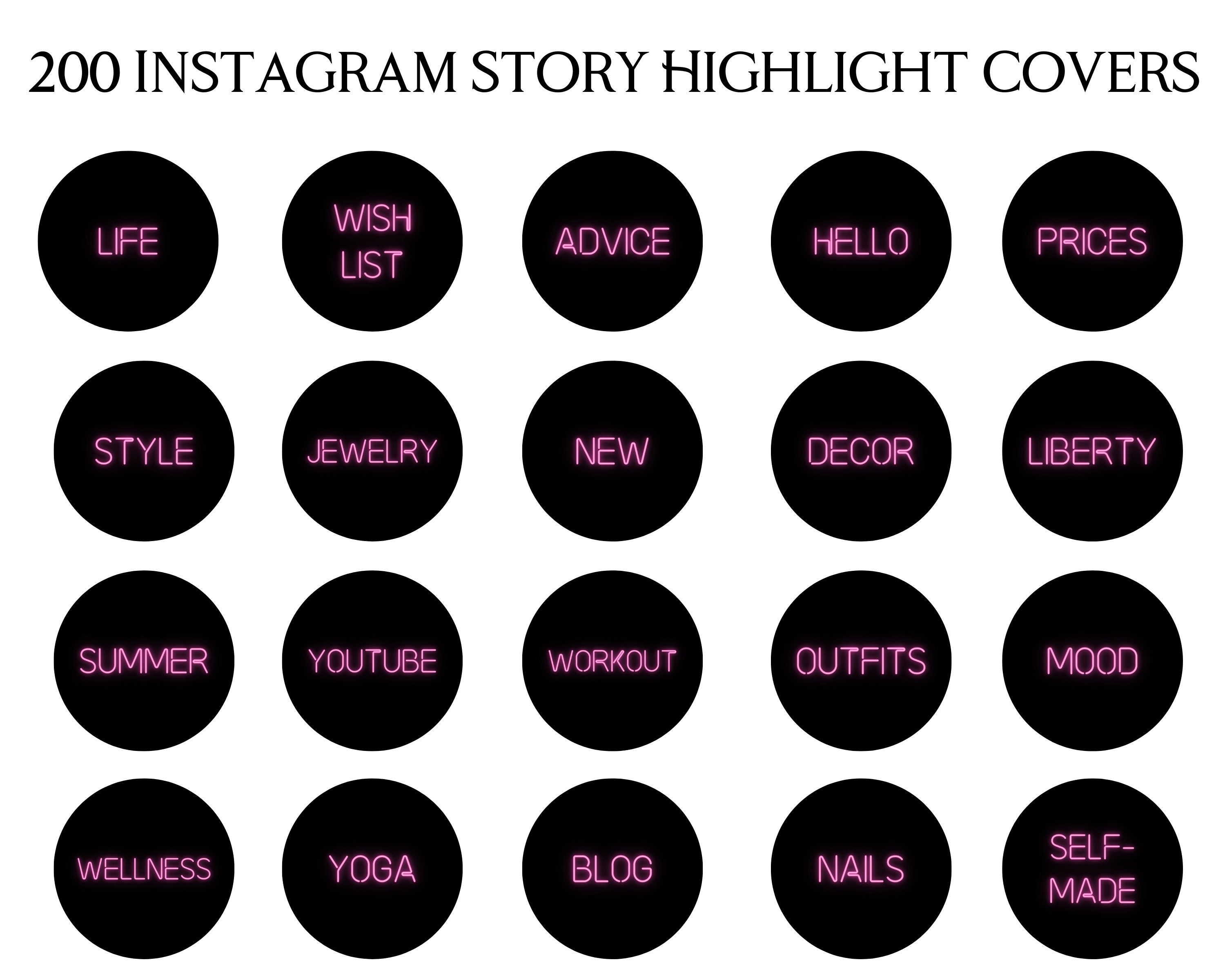 Neon Instagram Story Highlight Covers Text Highlight Icons | Etsy
