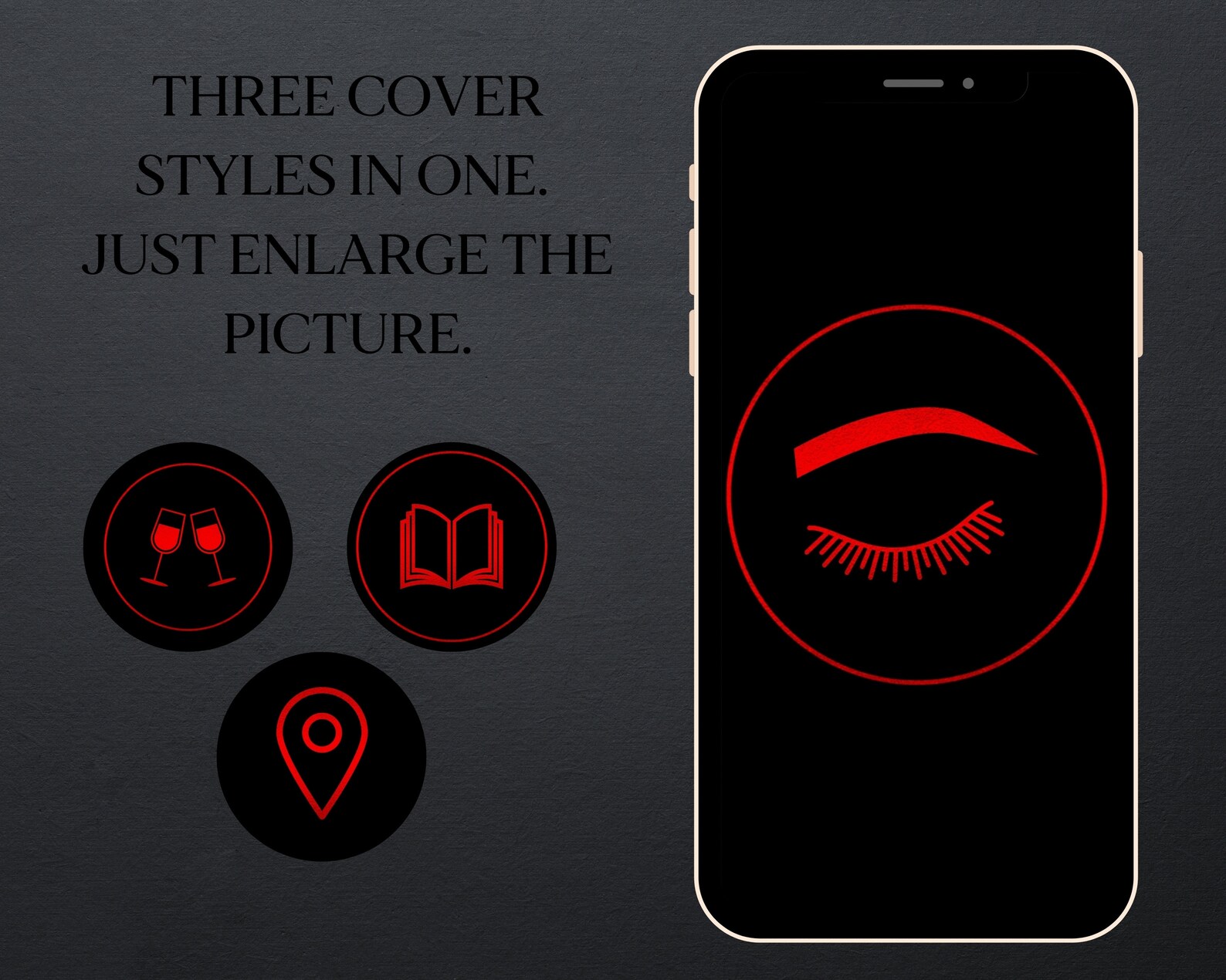 Instagram Highlight Covers, Red Covers for Instagram, Red Foil ...