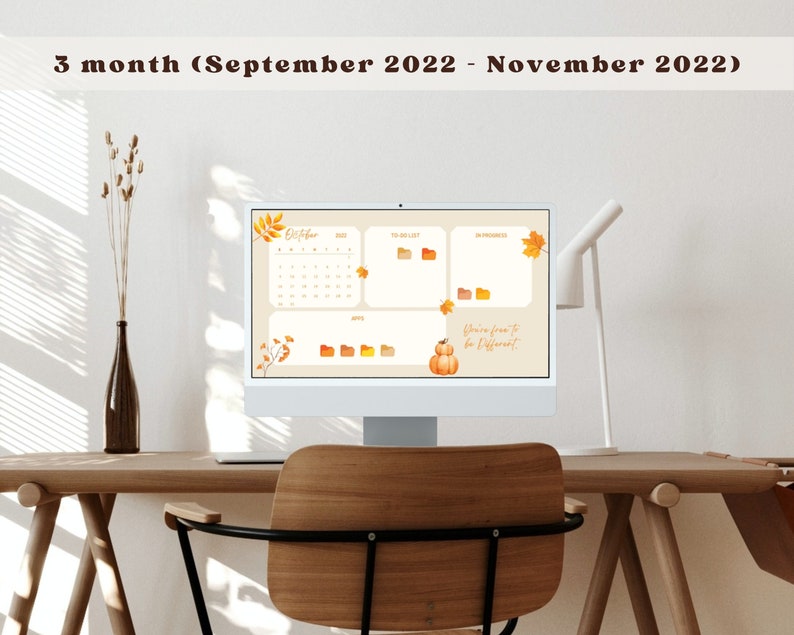 Fall Desktop Wallpaper Organizer Autumn Computer Organizer - Etsy