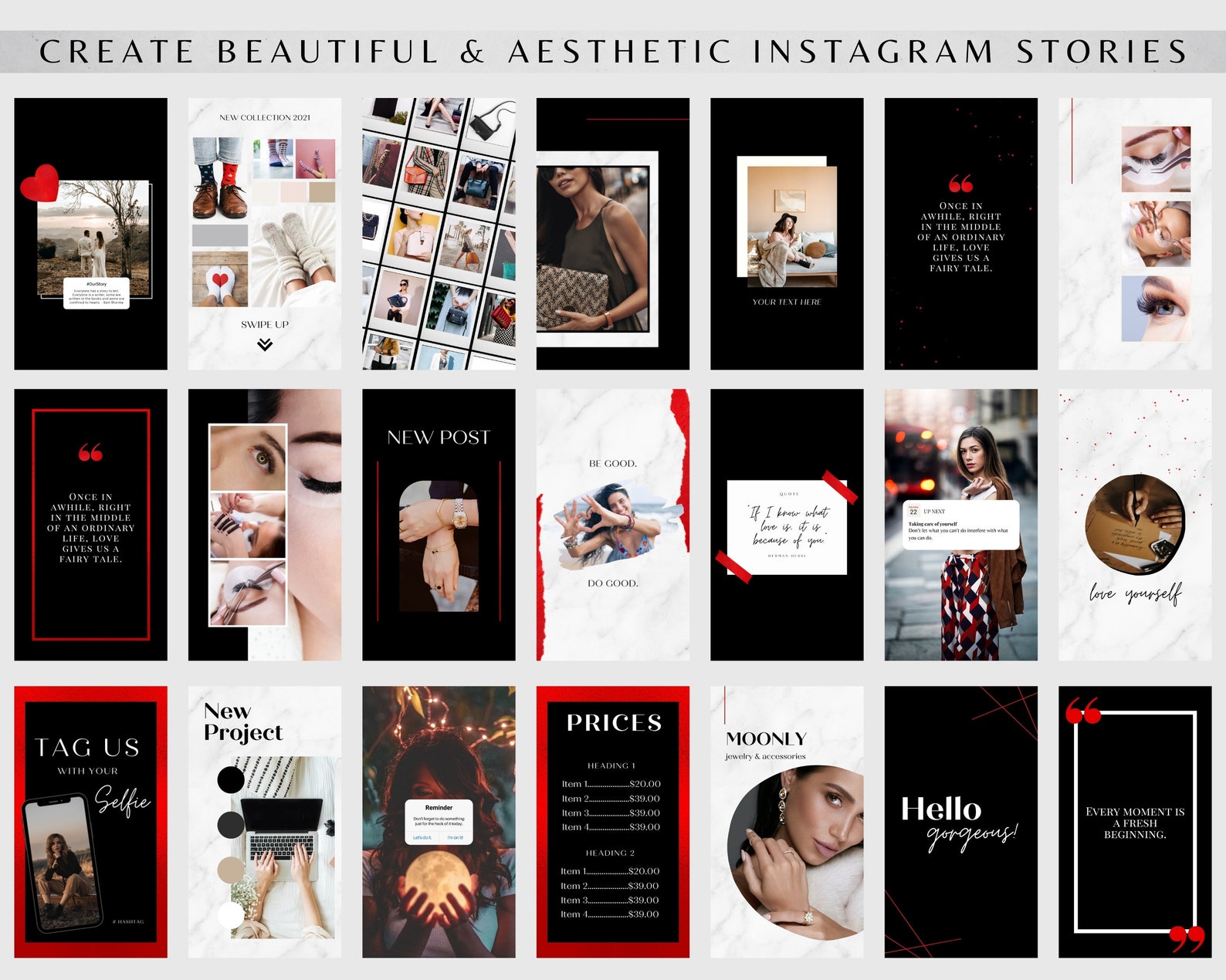 Instagram Story Templates, Red Canva Templates, Instagram Stories ...