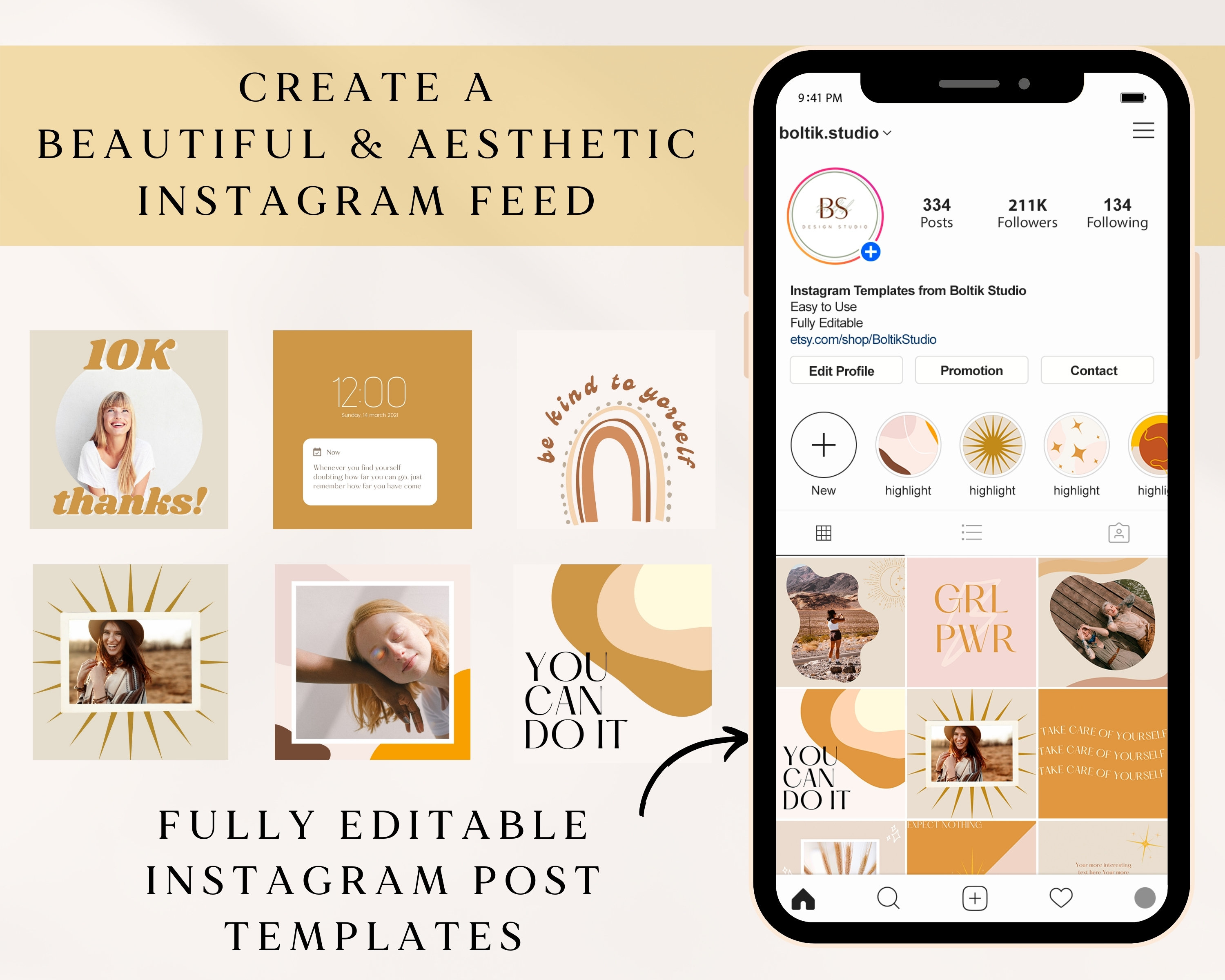 Editable Instagram Templates Boho Instagram Post Templates | Etsy
