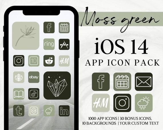 Green iPhone App Icons iOS 14 App Icons Neutral Green | Etsy