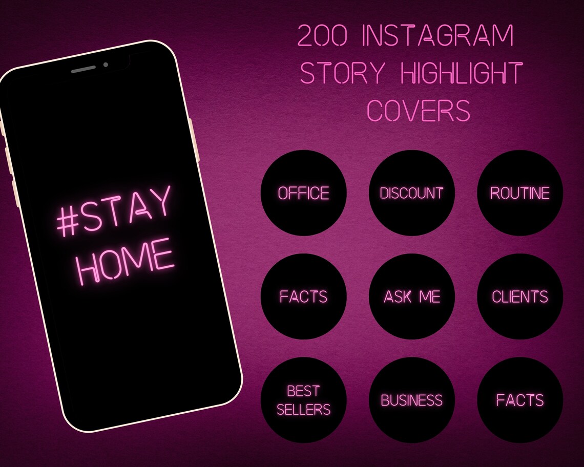 Neon Instagram Story Highlight Covers Text Highlight Icons | Etsy