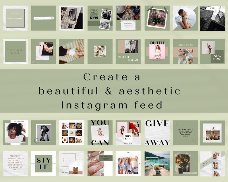 100 Instagram Post Templates Green Templates Instagram - Etsy