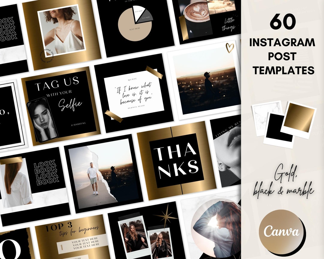 Editable Instagram Post Template, Gold Instagram Template, Instagram ...