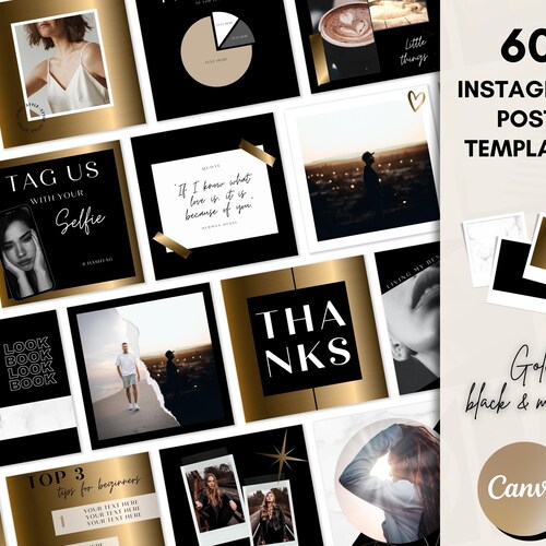 Black Gold Marble Instagram Story Templates Canva - Etsy