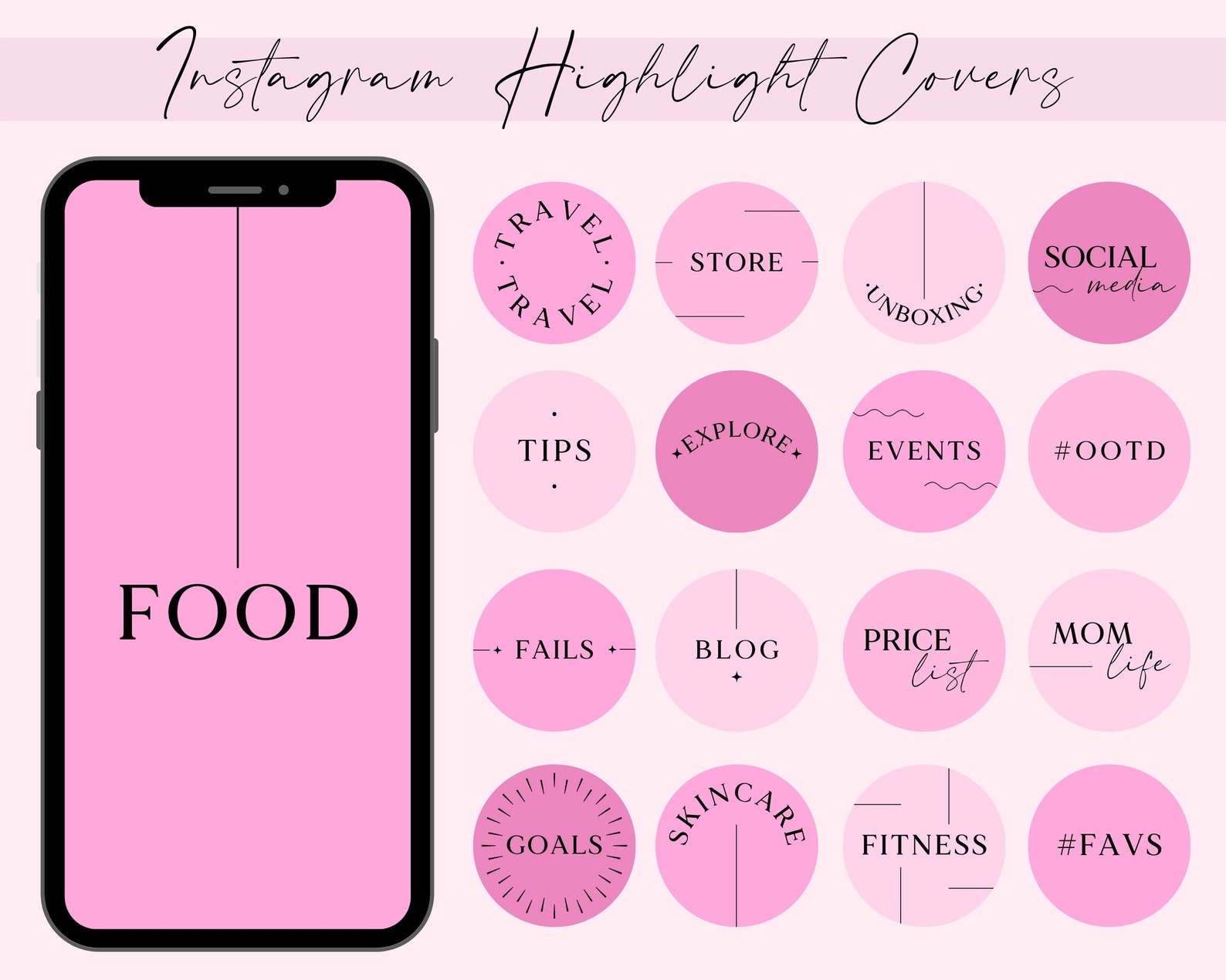 Pink Instagram Highlight Covers, Minimalist Covers for Instagram, Words ...