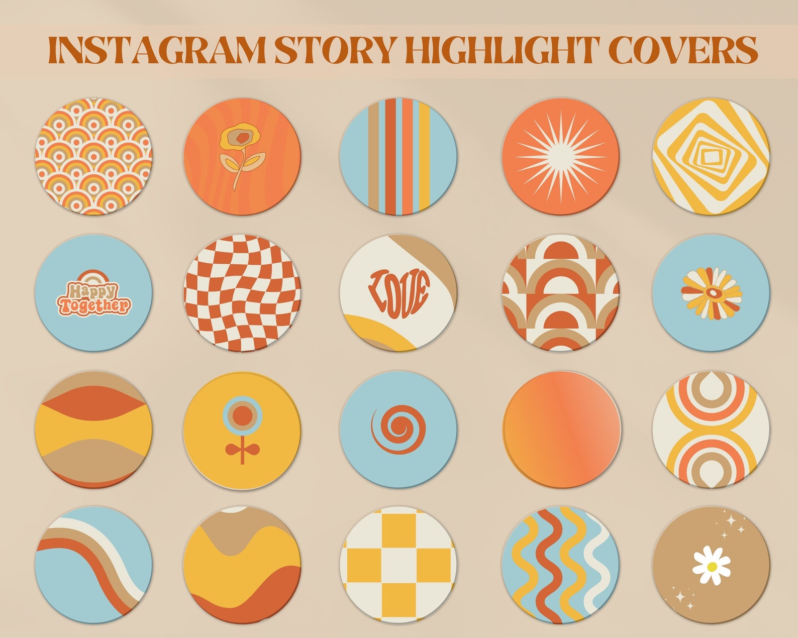 Retro Instagram Highlight Covers Groovy Covers for Instagram | Etsy