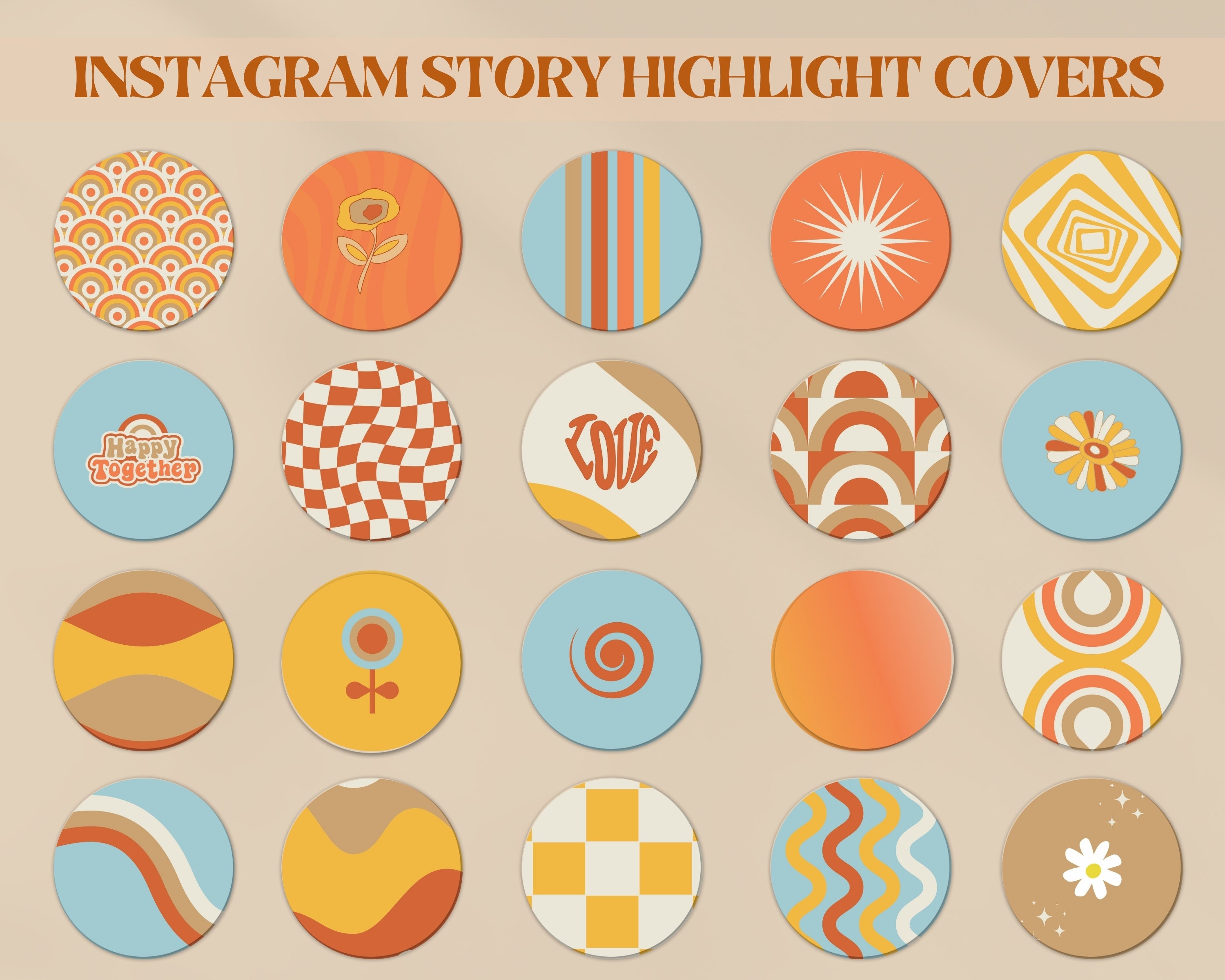 Retro Instagram Highlight Covers, Groovy Covers for Instagram, 90s ...