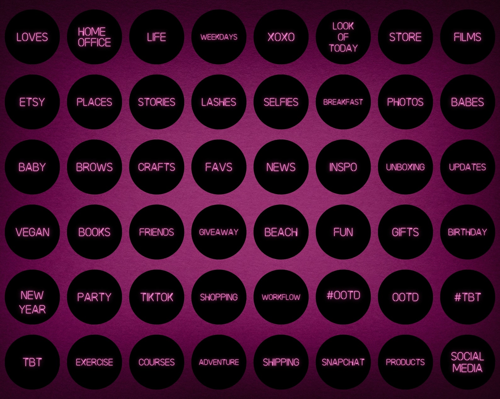 Neon Instagram Story Highlight Covers Text Highlight Icons - Etsy