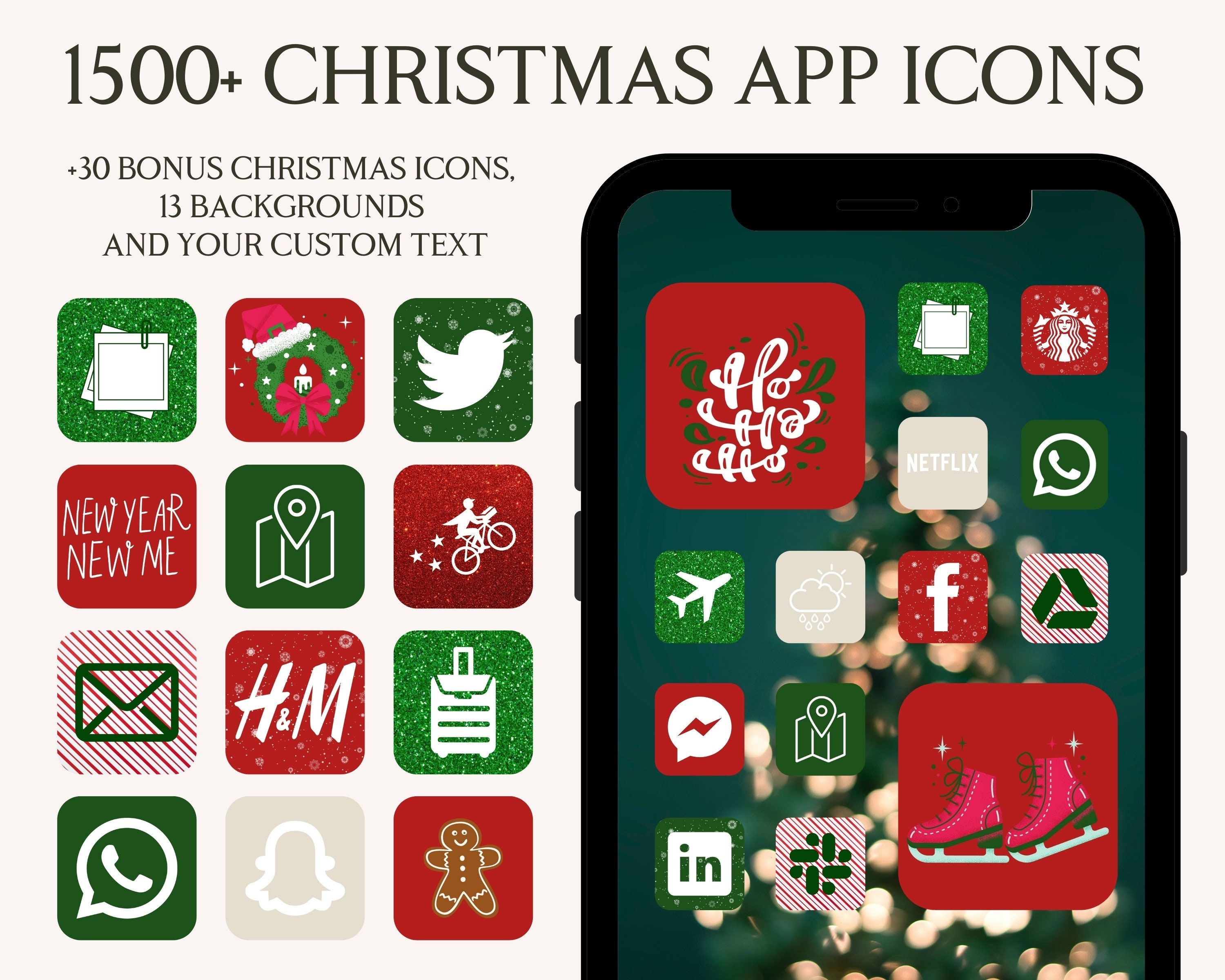 Christmas App Icons iPhone iOS 14 App Icons Christmas | Etsy