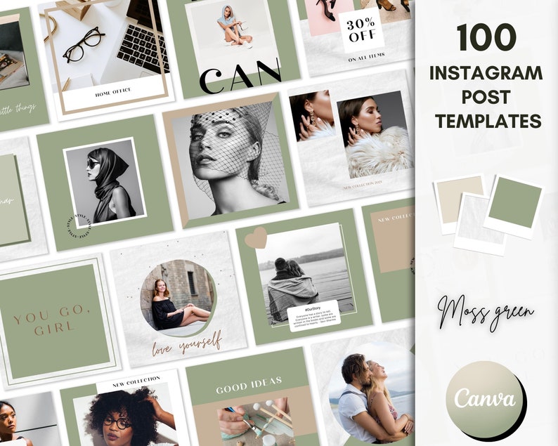 100 Instagram Post Templates Green Templates Instagram - Etsy