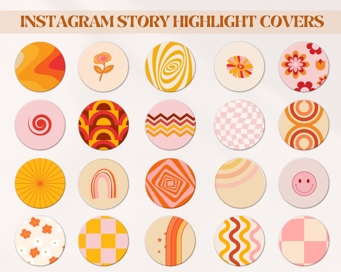 Retro Instagram Highlight Covers Groovy Covers for Instagram - Etsy