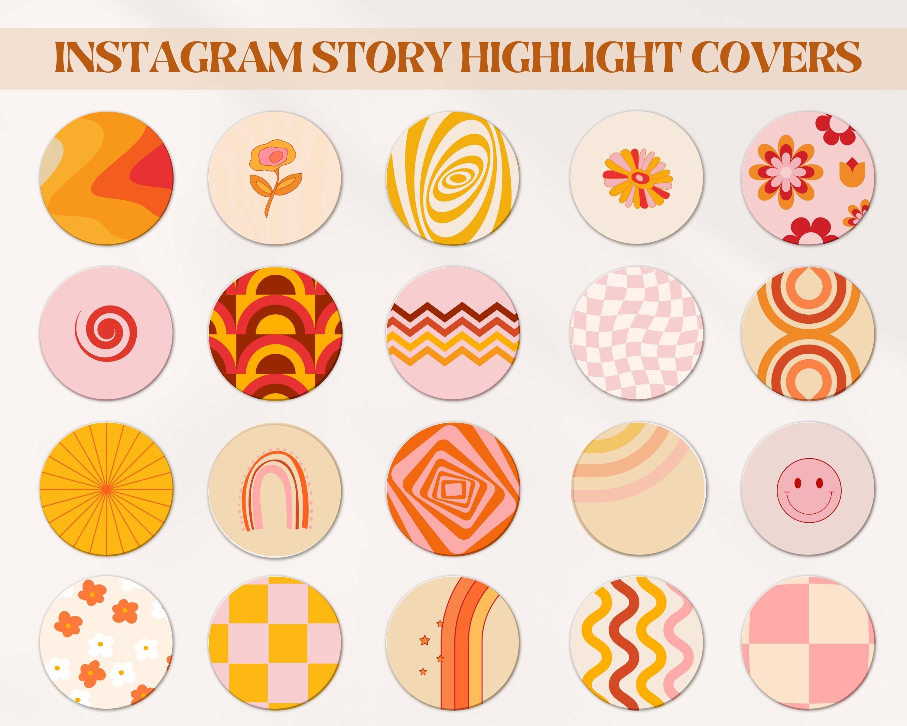Retro Instagram Highlight Covers Groovy Covers for Instagram - Etsy