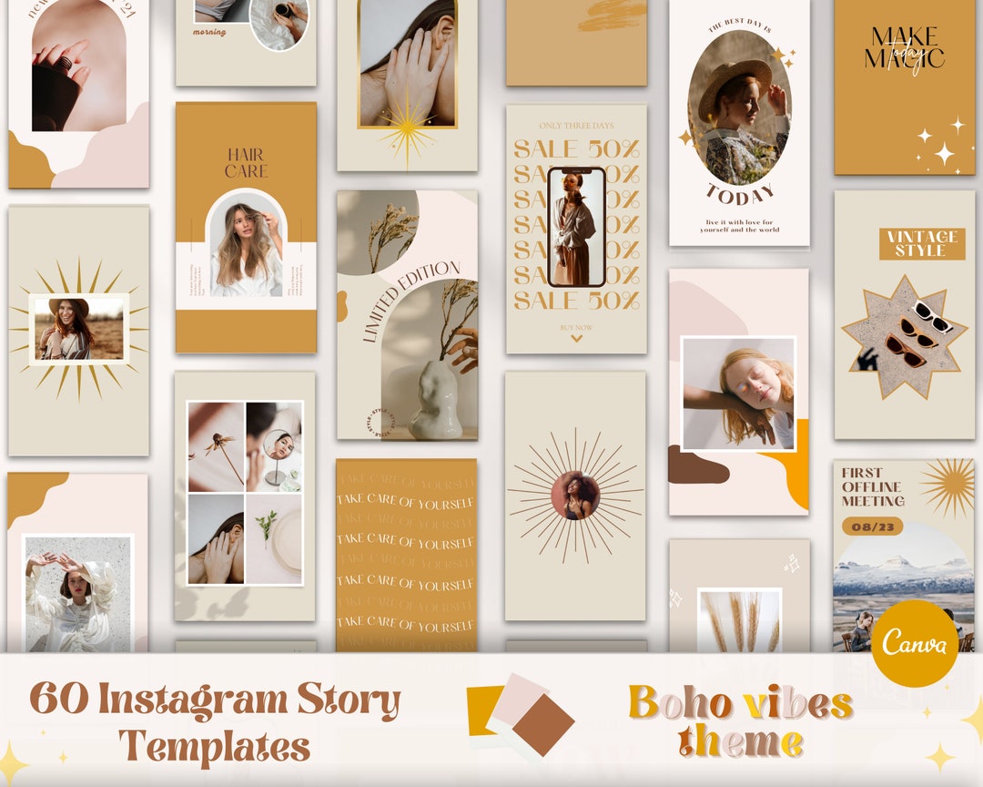 Instagram Story Templates, Boho Instagram Templates, Bright Pink ...