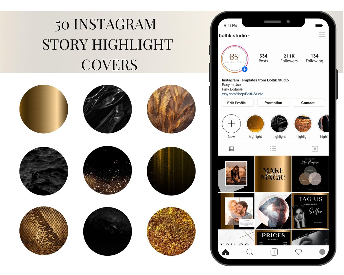 Instagram Story Highlight Covers Gold Highlights Glitter - Etsy