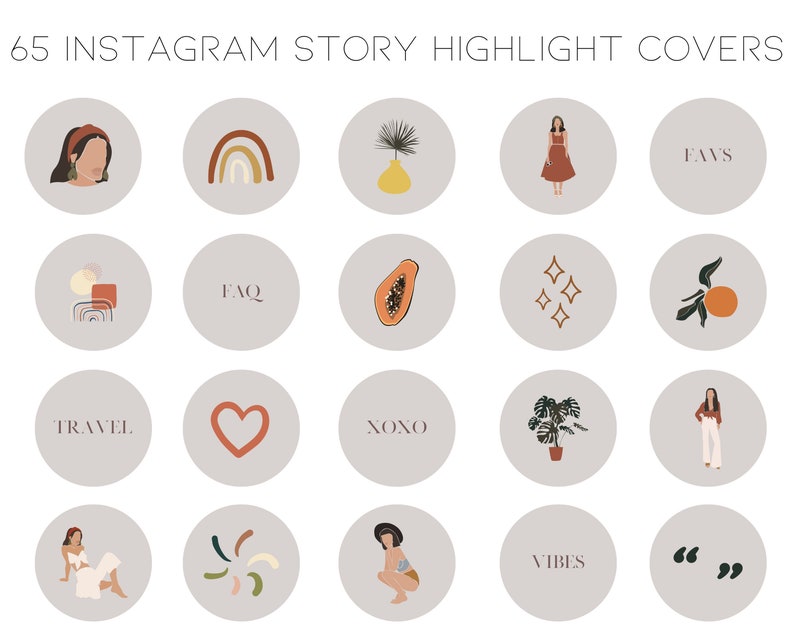 65 Instagram Highlight Icons Instagram covers Boho | Etsy