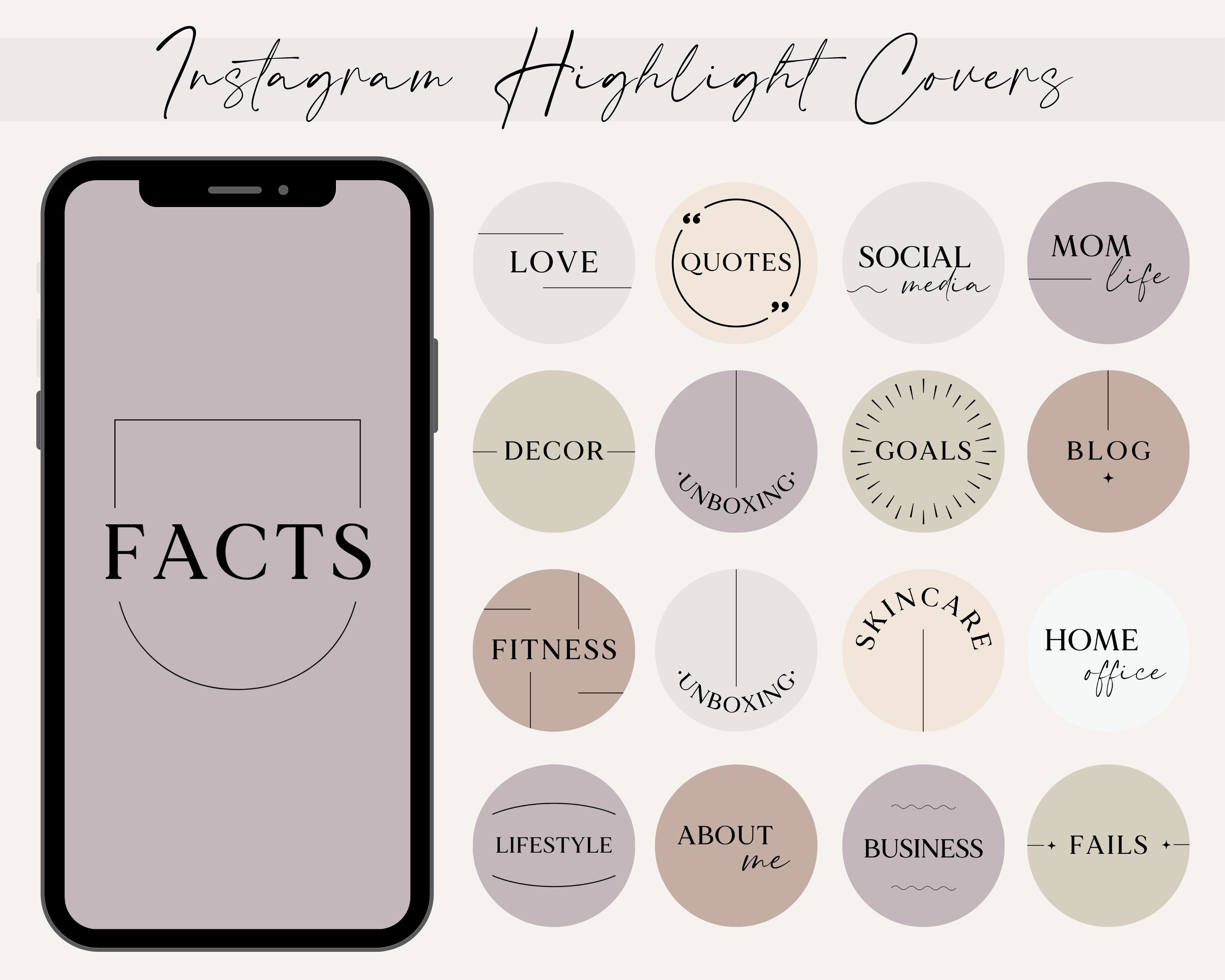 Boho Instagram Highlight Covers Minimalist Covers for - Etsy