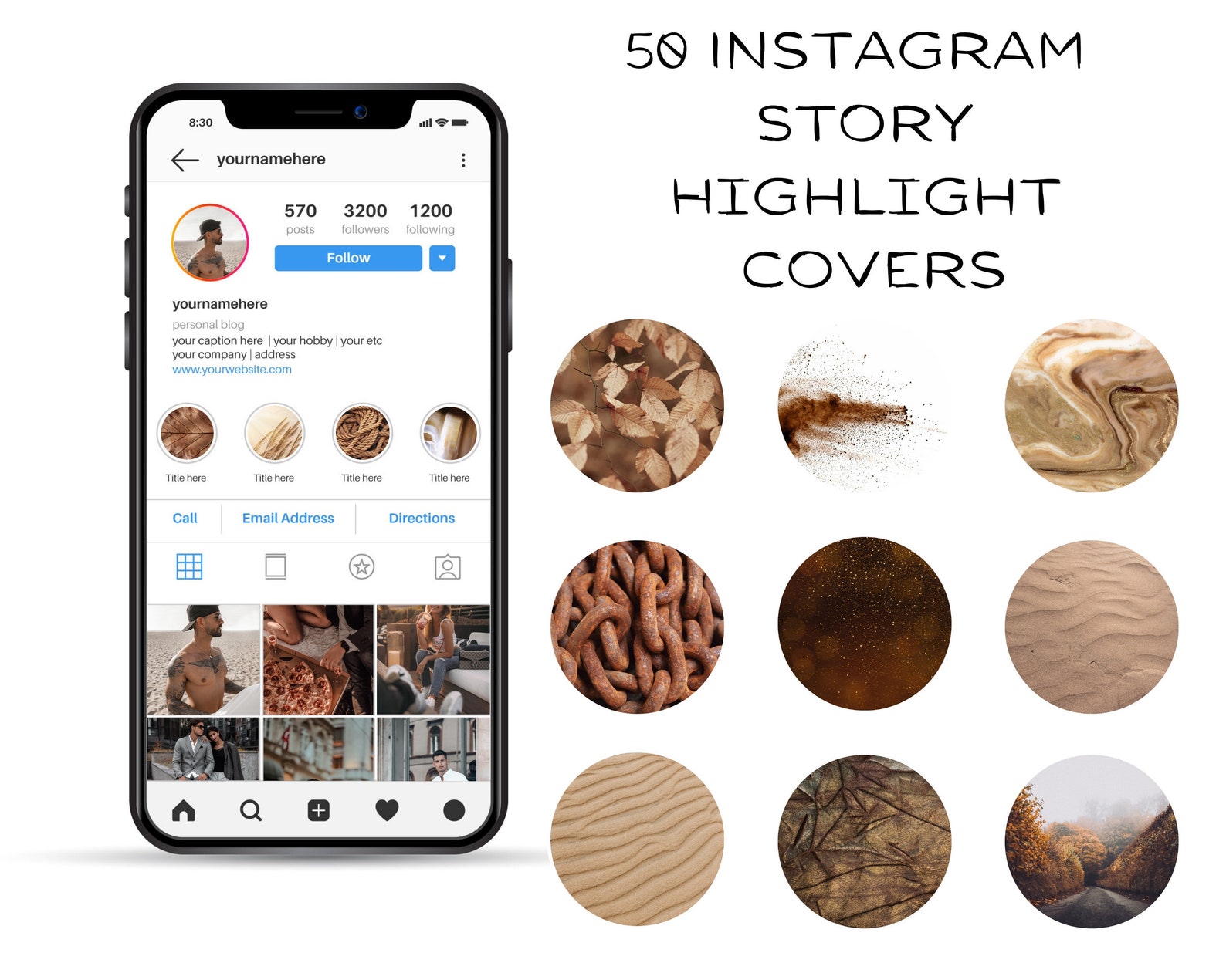 50 Instagram Highlight Covers Rust Instagram Icons Brown | Etsy