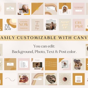 Editable Instagram Templates, Boho Instagram Post Templates for Canva ...