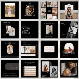Instagram Post Templates Canva, Black Instagram Templates, Dark Design ...