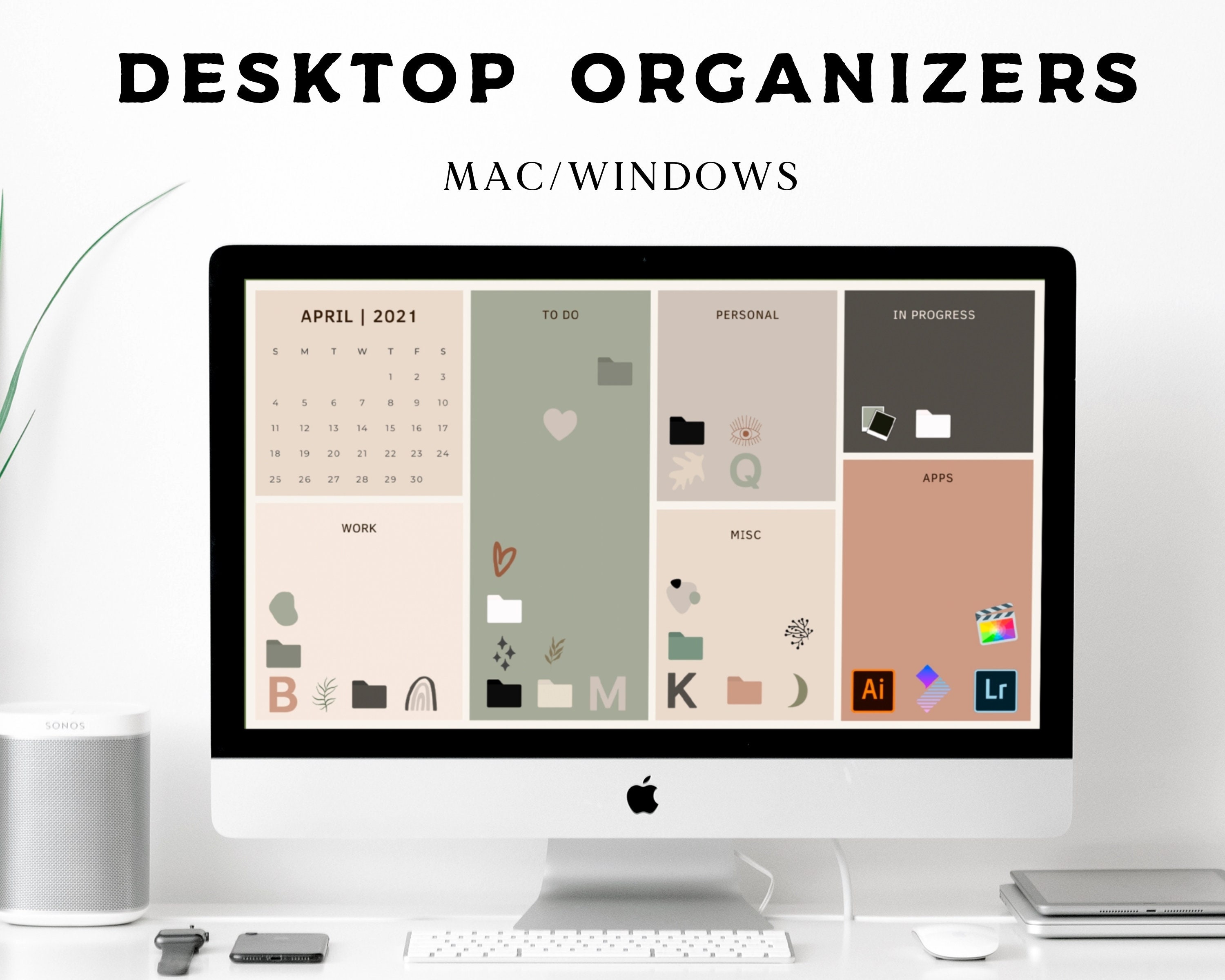 Desktop Wallpaper Organizer Computer Organizer Background - Etsy