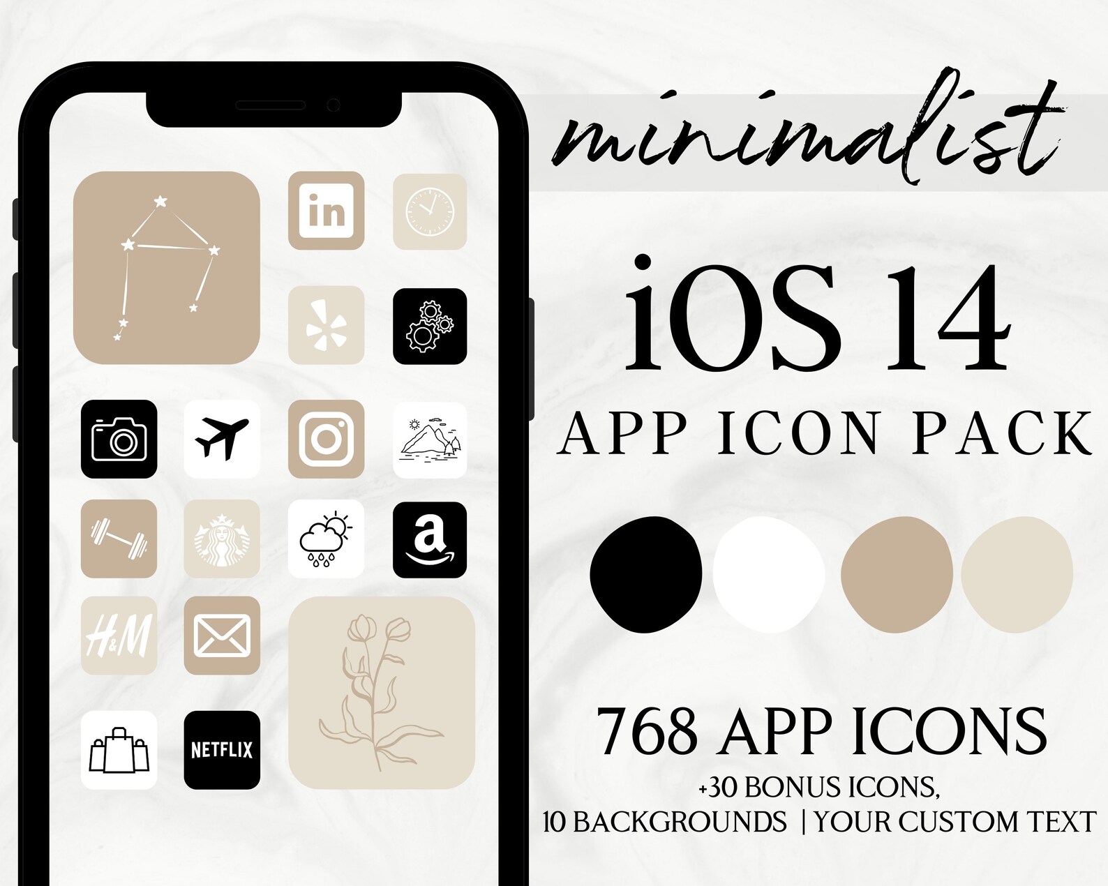 Minimalist Icon Theme Pack for iPhone iOS 14 App Icons | Etsy