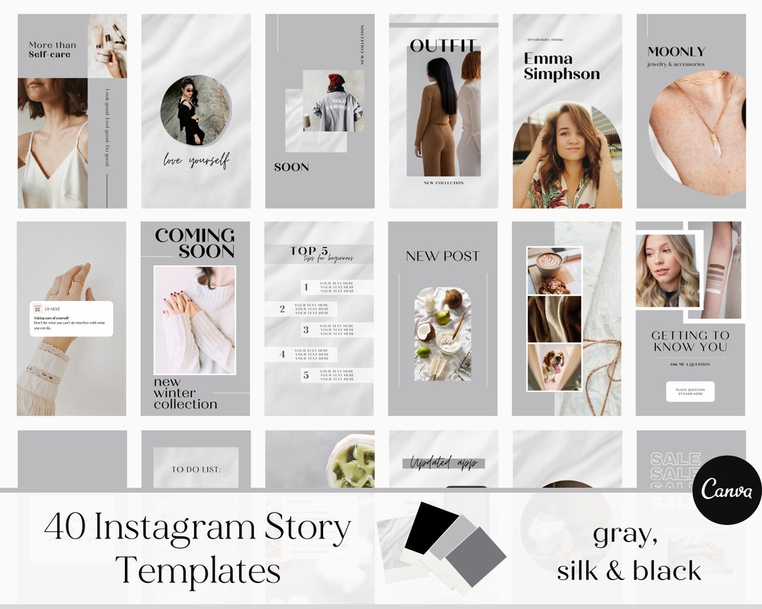 Gray Instagram Story Template, Instagram Feed, Instagram Stories ...