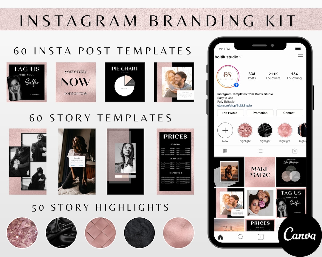 Editable Instagram Template Pack, Instagram Post Templates for Canva ...