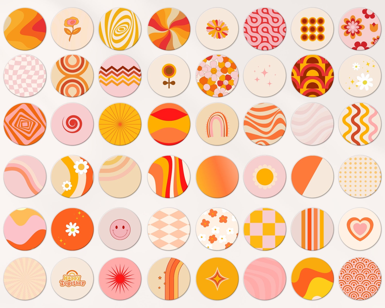 Retro Instagram Highlight Covers Groovy Covers for Instagram - Etsy