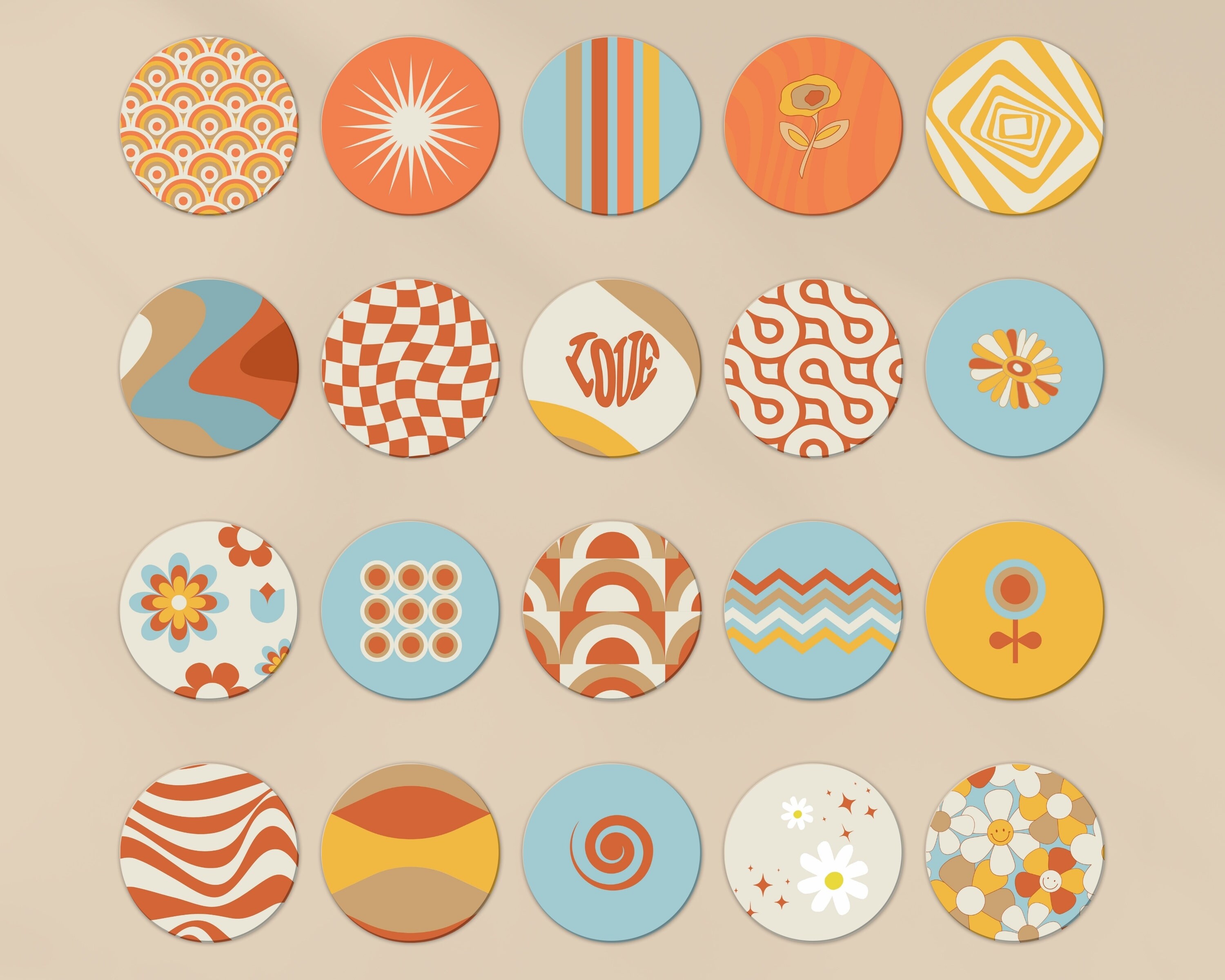 Retro Instagram Highlight Covers, Groovy Covers for Instagram, 90s ...