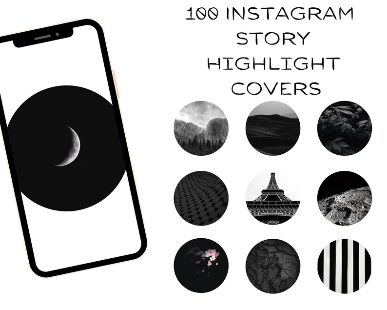 100 Instagram Highlight Covers Black Instagram Icons Dark | Etsy