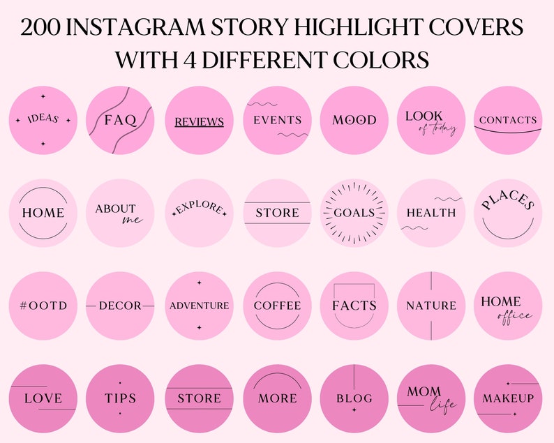 Pink Instagram Highlight Covers, Minimalist Covers for Instagram, Words ...