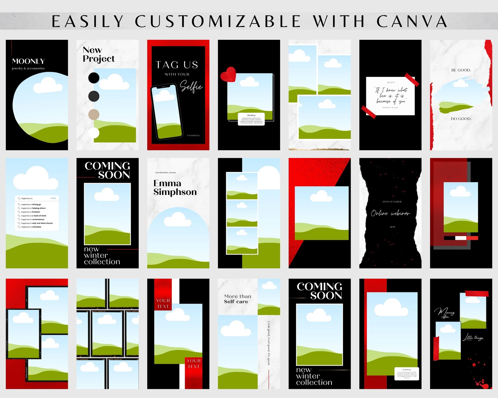 Instagram Story Templates, Red Canva Templates, Instagram Stories ...