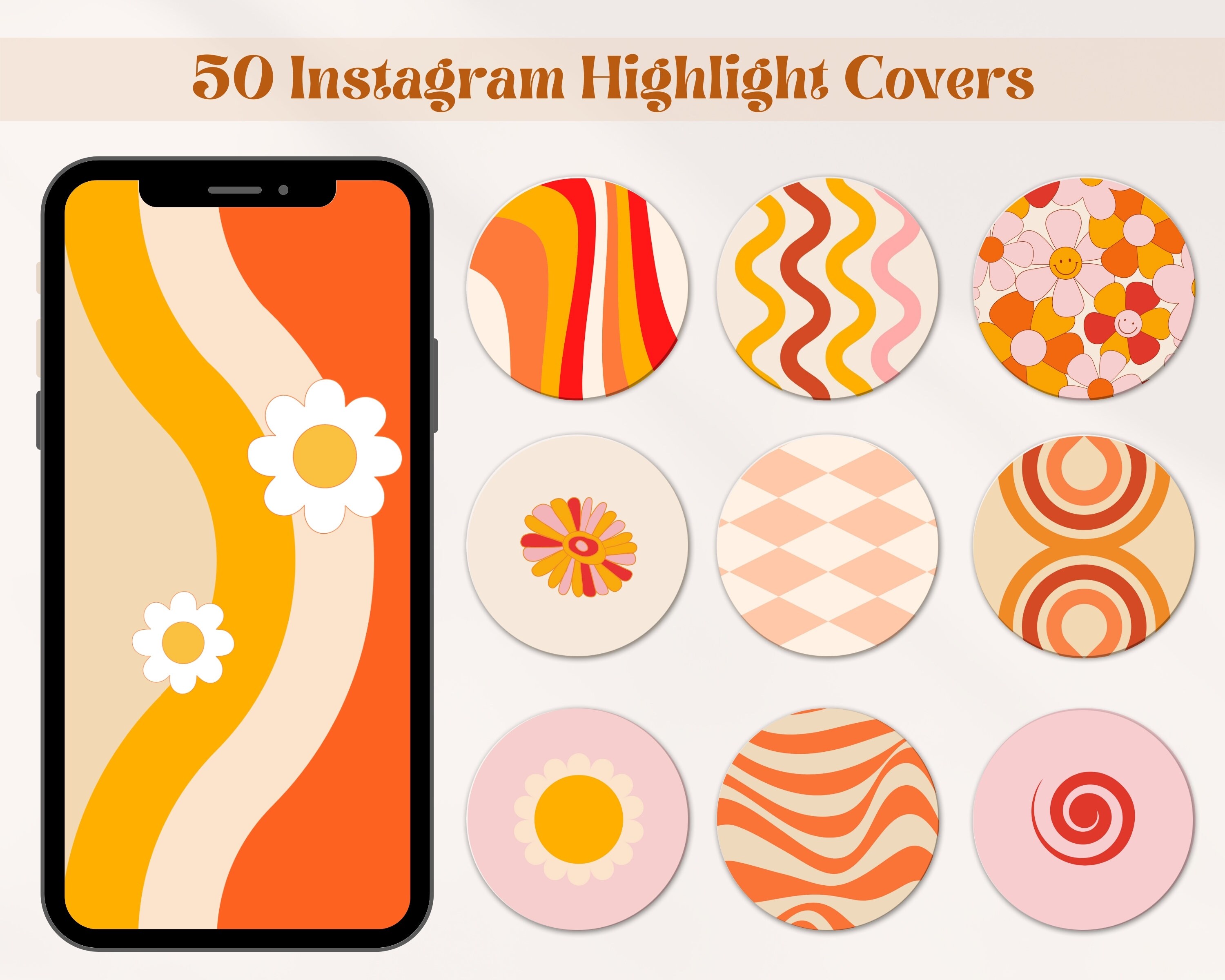 Retro Instagram Highlight Covers Groovy Covers for Instagram - Etsy