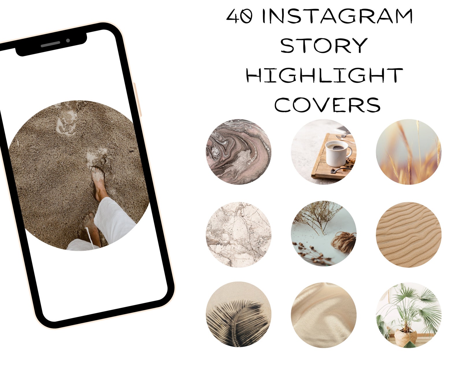 40 Instagram Highlight Covers Neutral Instagram icons Beige | Etsy