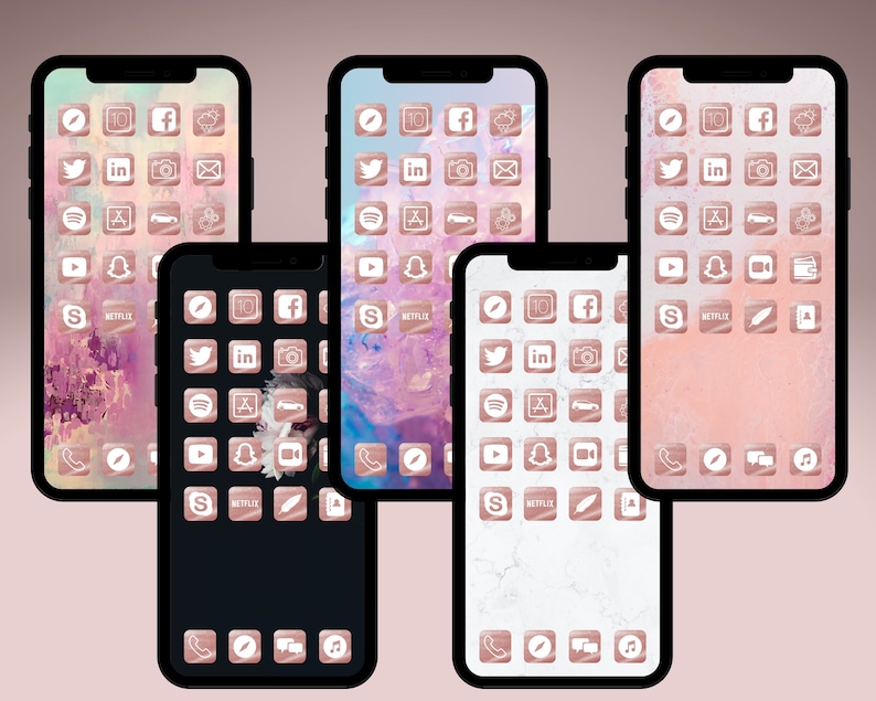 Rose Gold App Icons Iphone Ios App Icons Pink Aesthetic | Etsy