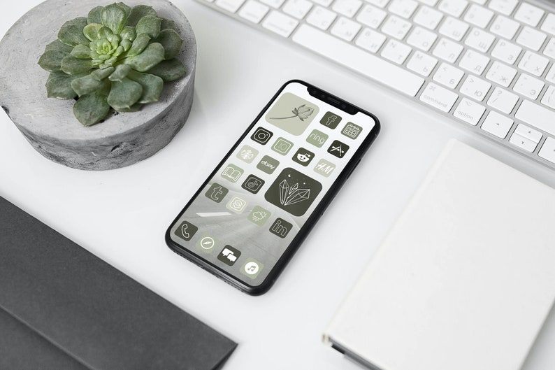 Green iPhone App Icons iOS 14 App Icons Neutral Green | Etsy