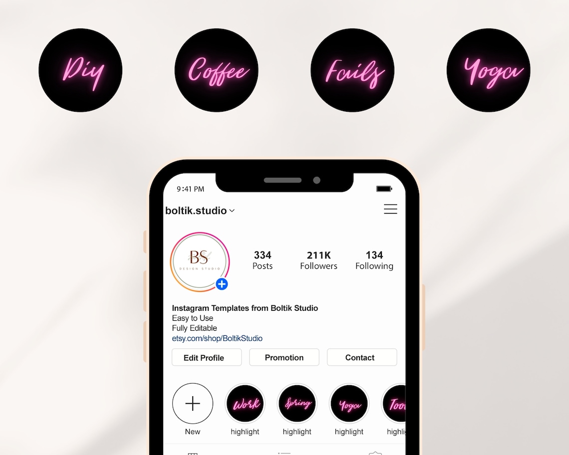 Neon Text Instagram Highlight Covers Custom Highlight Icons - Etsy
