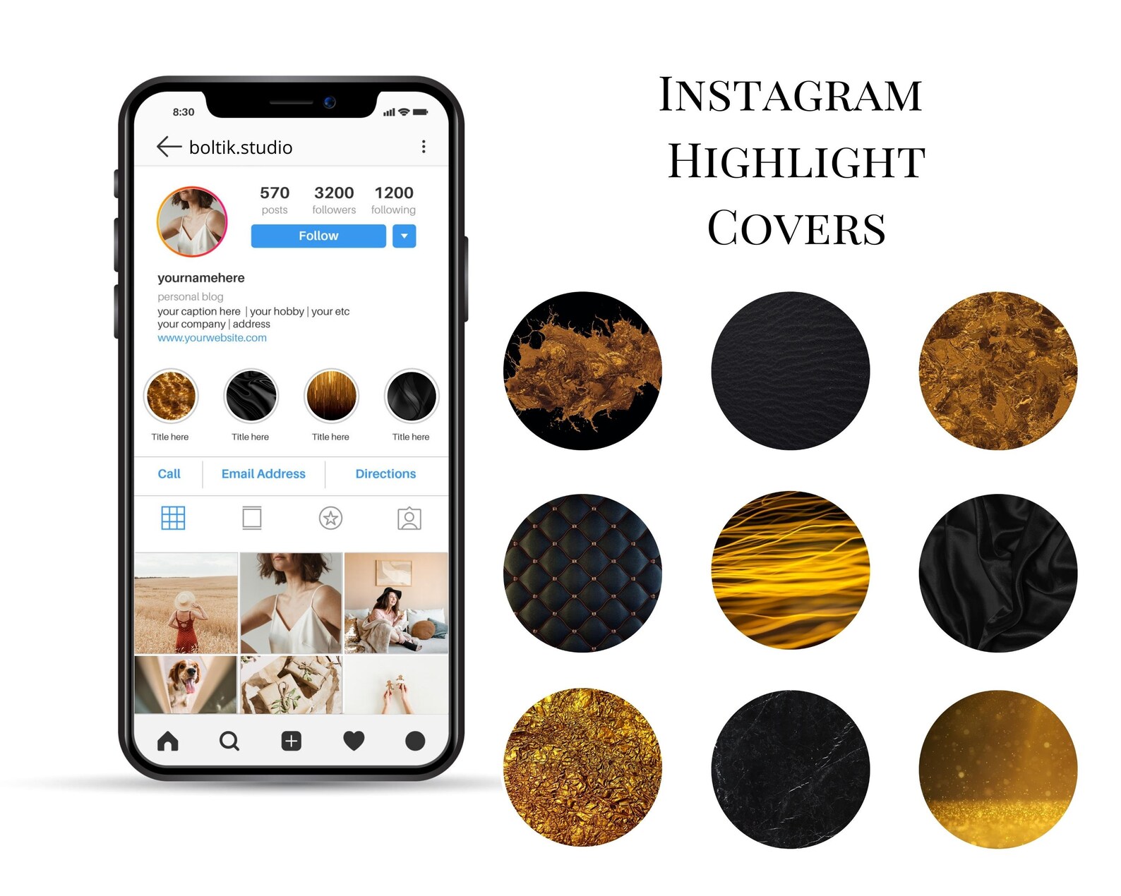 Instagram Story Highlight Covers Gold Highlights Glitter - Etsy