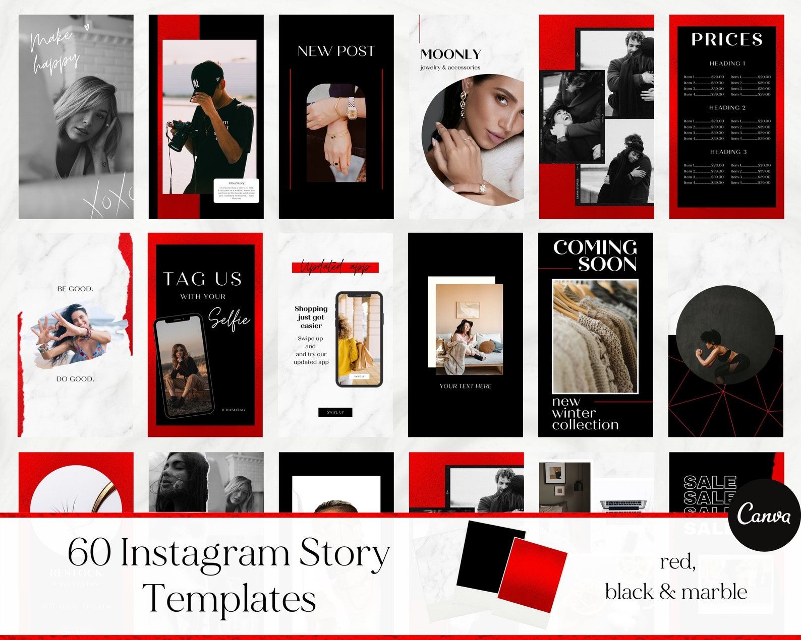 Instagram Story Templates, Red Canva Templates, Instagram Stories ...