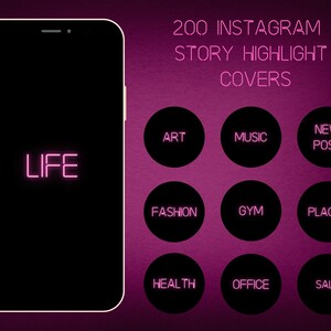 Neon Instagram Story Highlight Covers, Text Highlight Icons, Pink ...